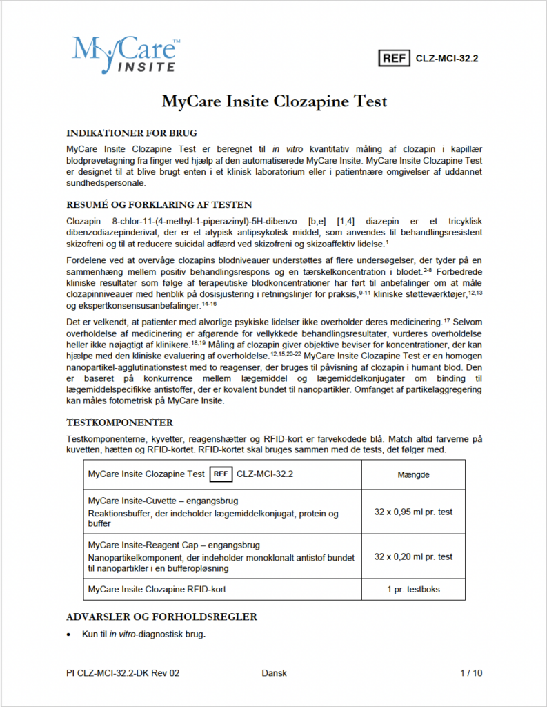 MyCare Psychiatry Product Documentation - MyCare Tests - OUS